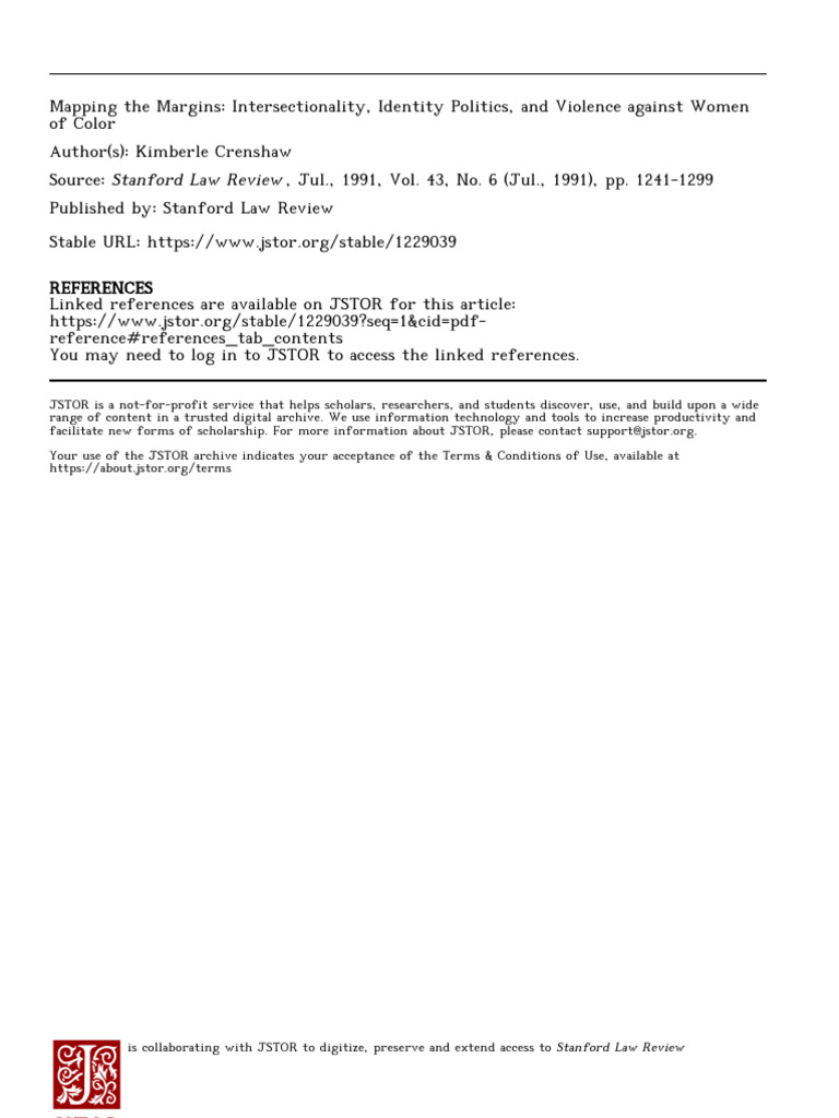 Crenshaw.Mapping the Margins.Intersectionality, Identity Politics, and ...