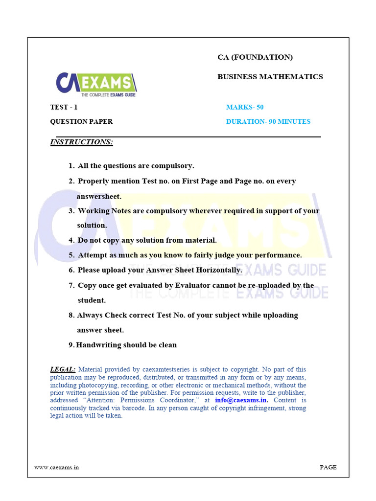 Open Maths - TEST - 1 - Q - 1722405293 | PDF | Ratio | Copyright