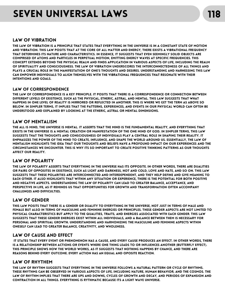 Understanding the Seven Universal Laws | PDF | Thought | Universe