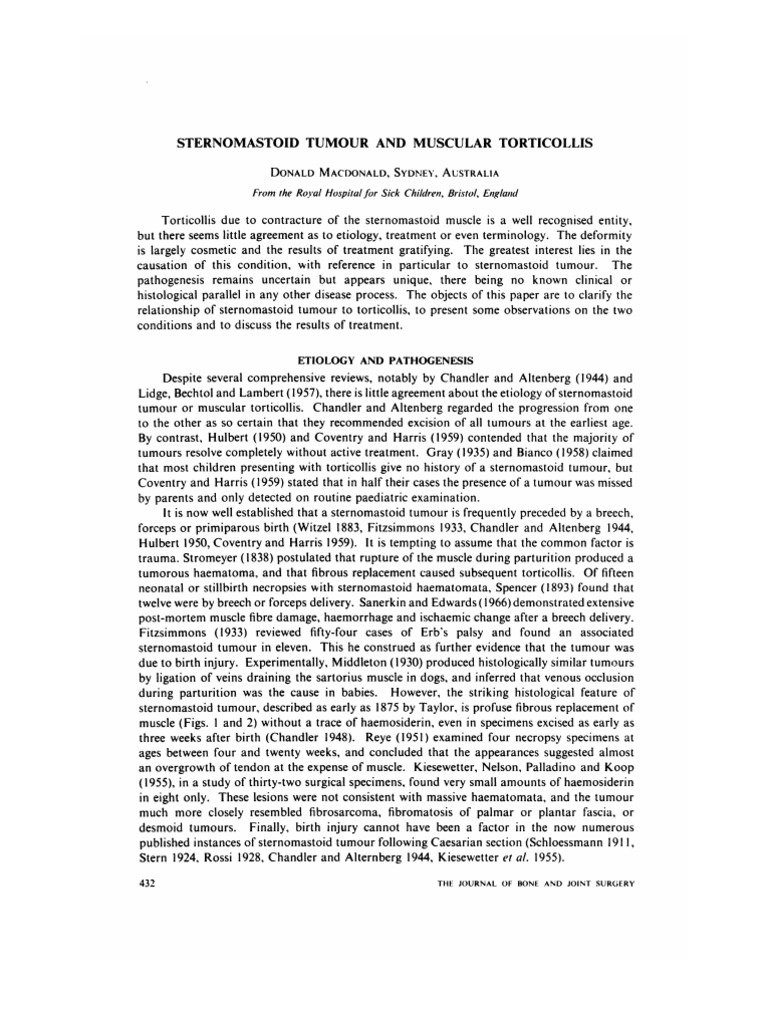 Sternomastoid Tumor and Torticollis | PDF | Human Anatomy | Health Sciences