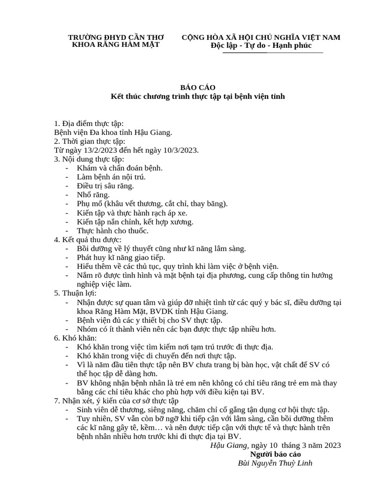 Hau Giang Bao Cao Ket Qua Thuc Tap Tinh | PDF