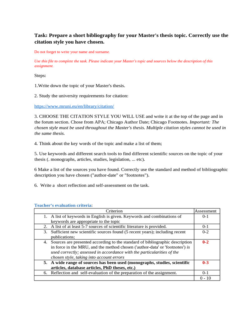 Task - List of Bibliography | PDF