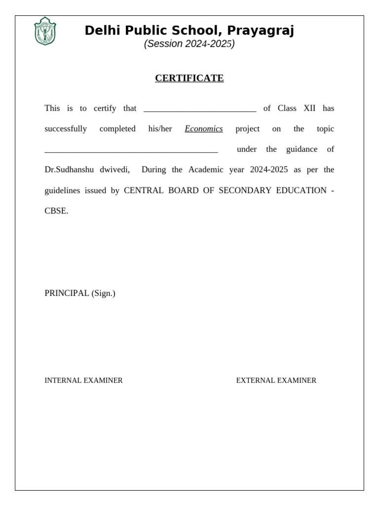 CERTIFICATE class 12 project-1 | PDF