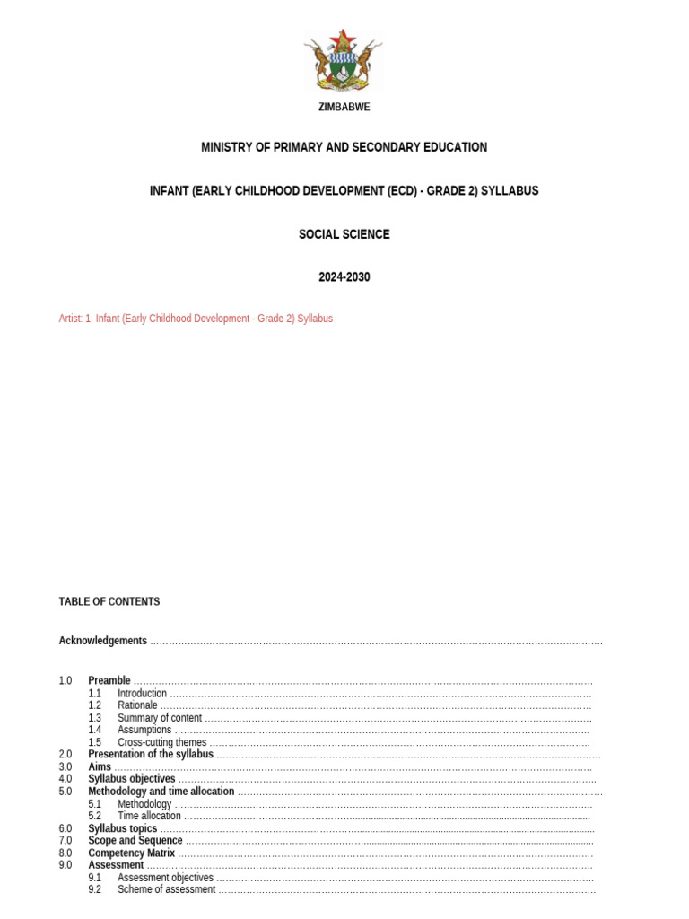 Ecd-Grade 2 Social Science Infant Syllabus | PDF | Learning ...