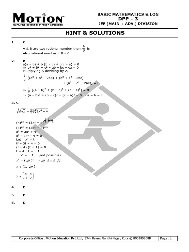 BasicMaths Log DPP-3 (JEE) Solution @GB Sir | PDF