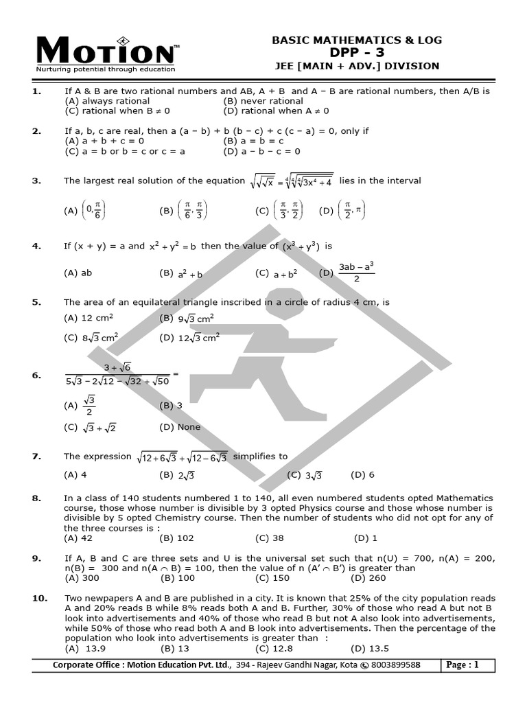 BasicMaths Log DPP-3 (JEE) Question @GB Sir | PDF | Euclidean Plane Geometry | Elementary ...