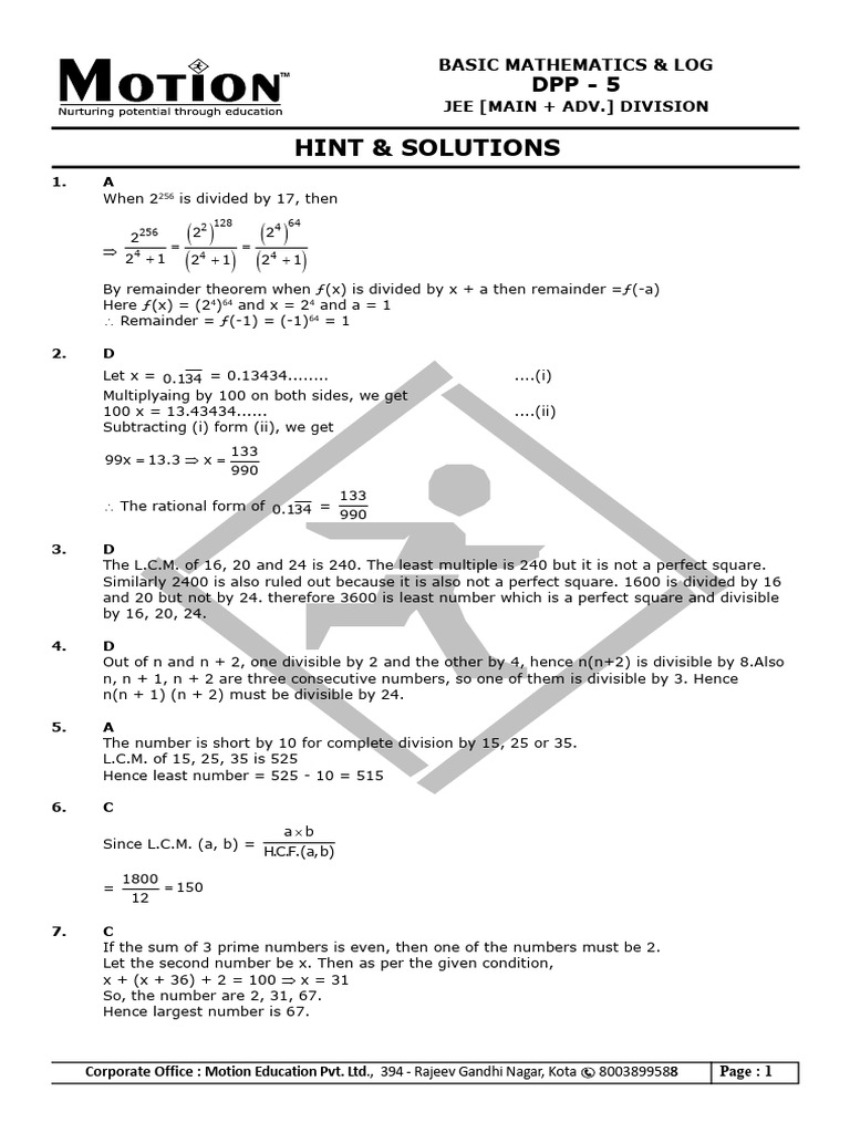 BasicMaths Log DPP-5 (JEE) Solution @GB Sir | PDF | Mathematical Analysis | Elementary Mathematics
