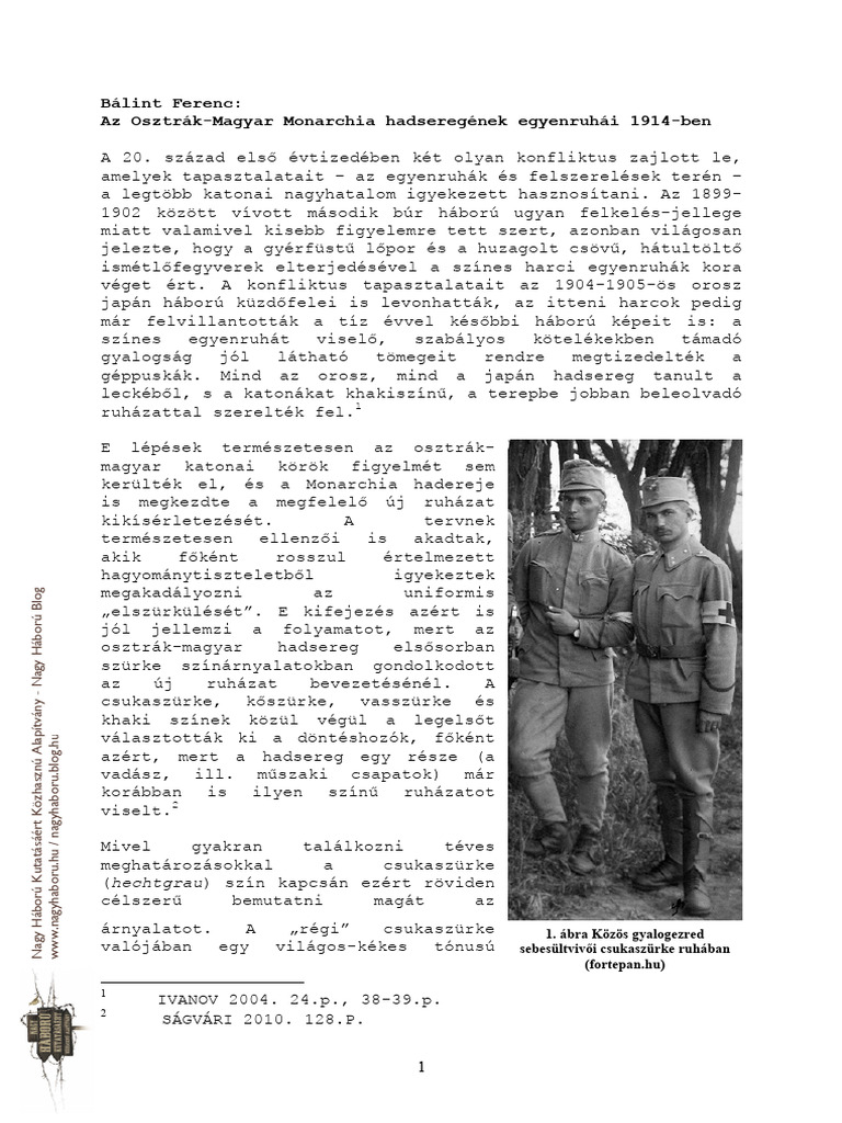 BalintFerenc-OMM Egyenruhai 1914 | PDF