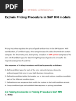 SAP SD Pricing Procedure 18 Fields Cheat Sheet | PDF