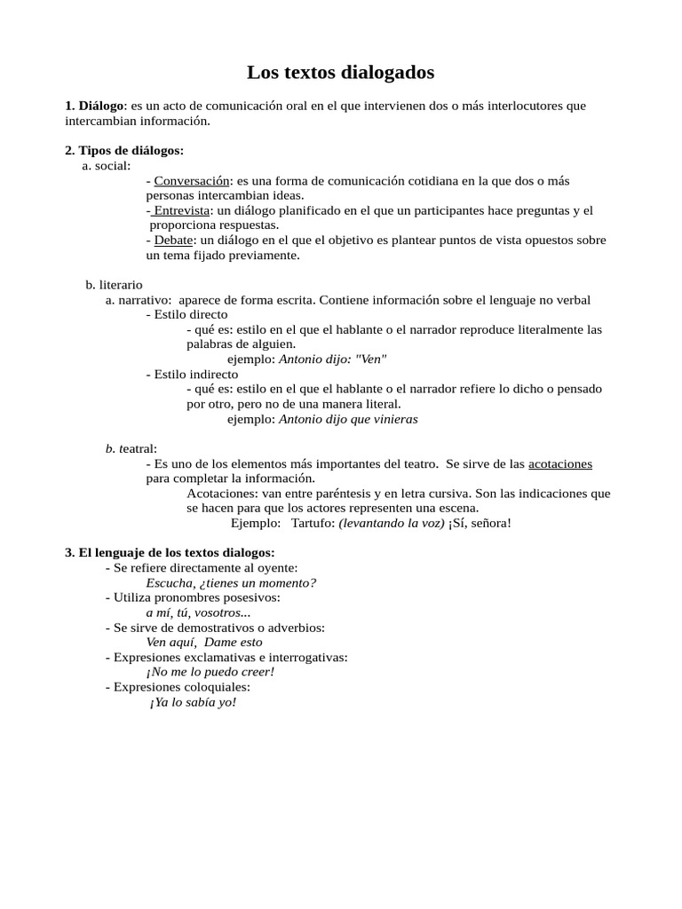 Tipos y Características del Diálogo | PDF