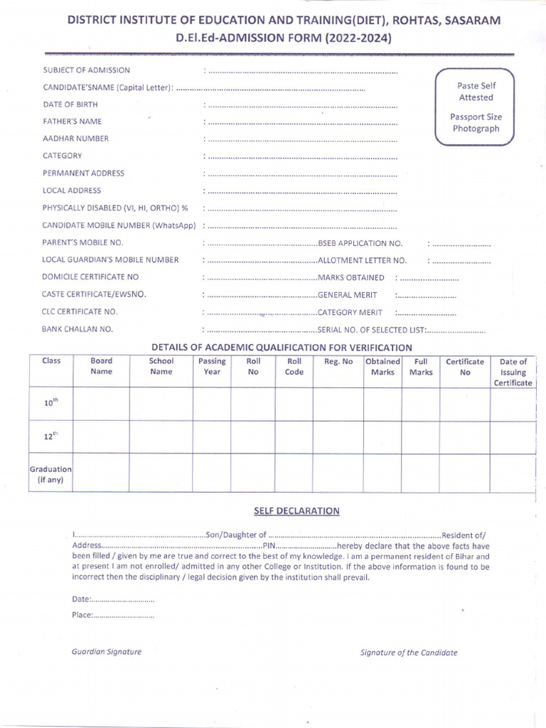 Admisson Form | PDF
