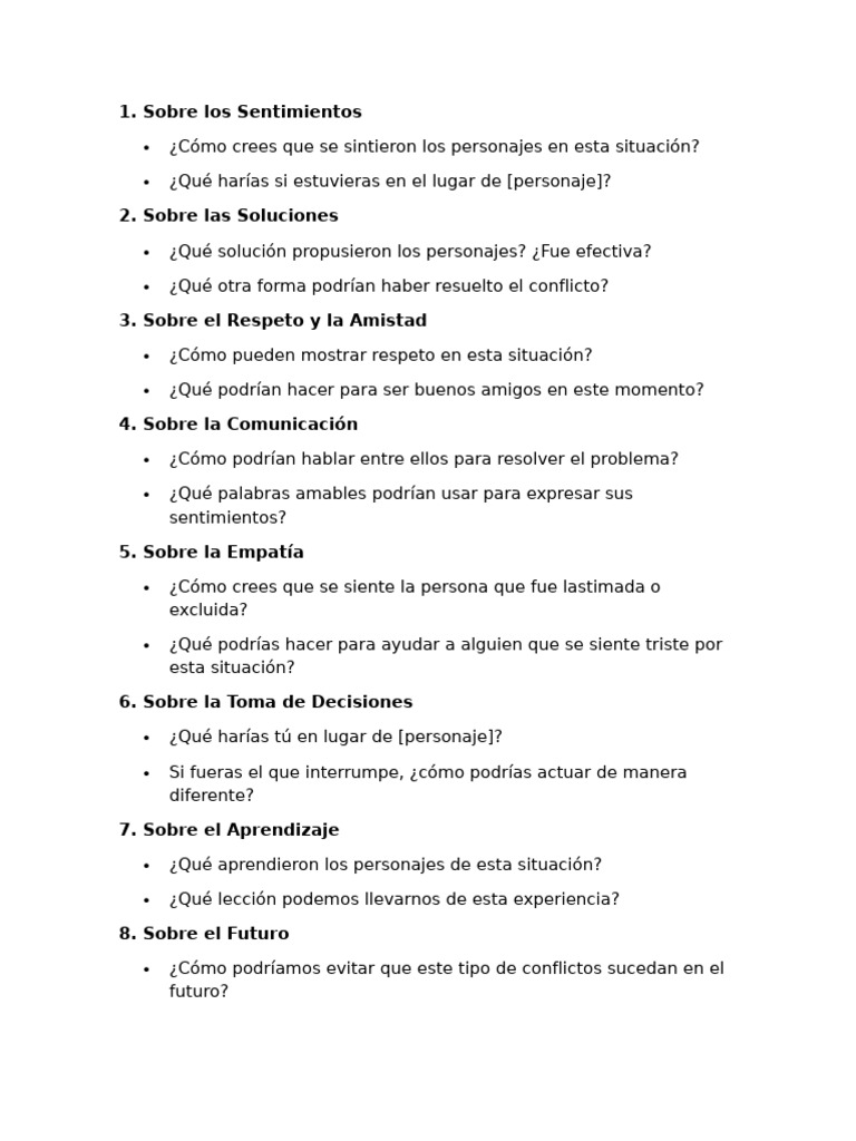 preguntas para reflexionar | PDF preguntas para reflexionar | PDF