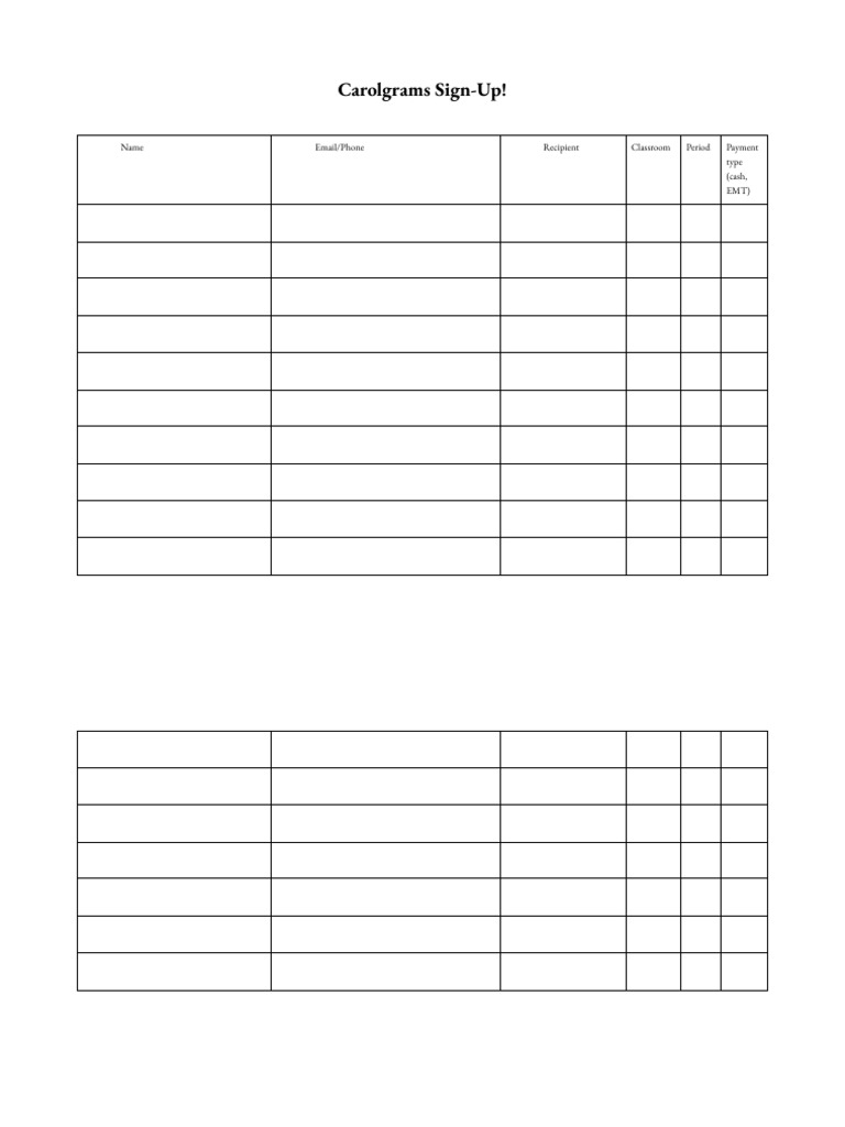 Carolgrams Sign-Up Form | PDF