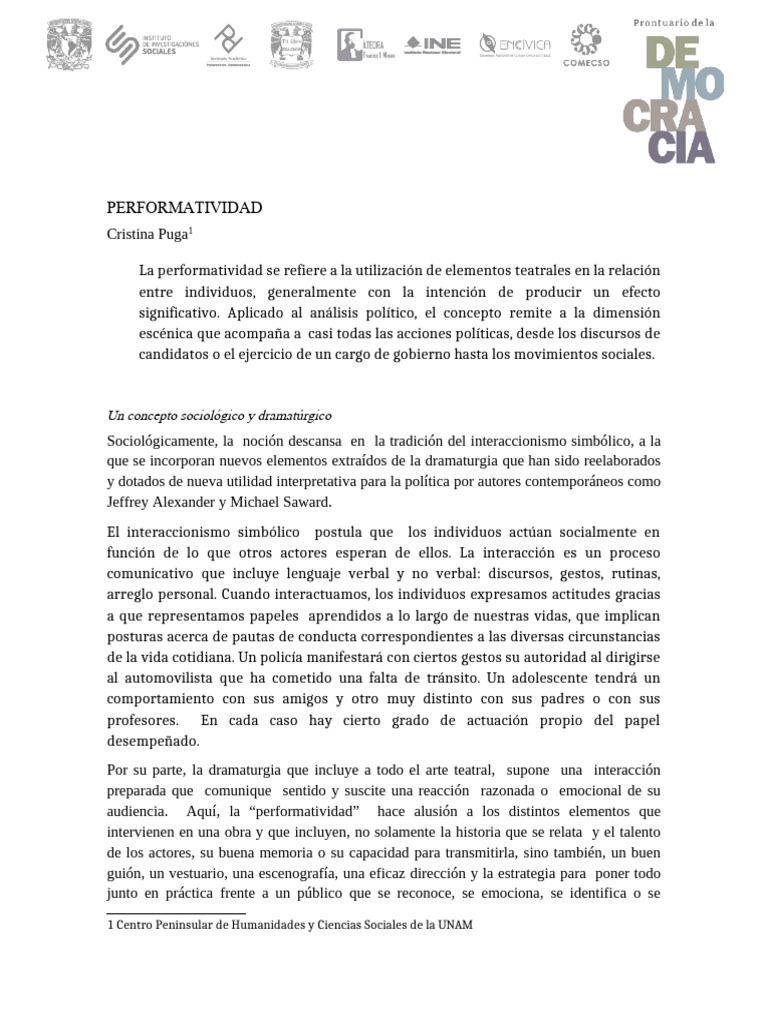 Puga 20240423 Performatividad Revisado | PDF | Teatro | Educación en ...