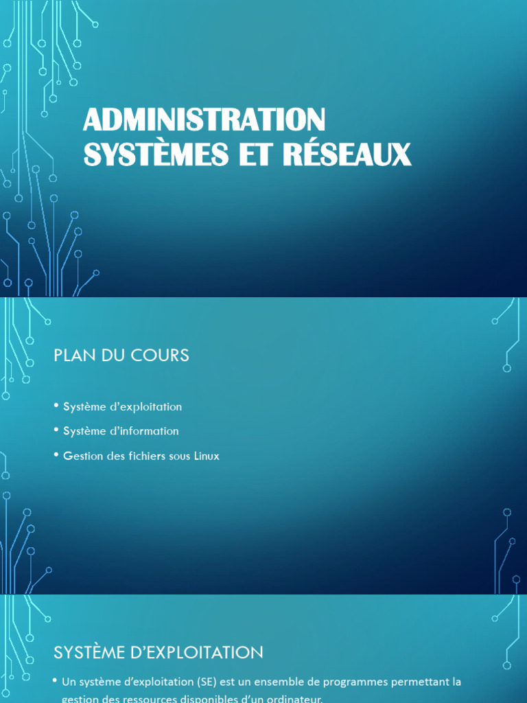 Administration des systèmes et réseaux | PDF | Système d'exploitation ...