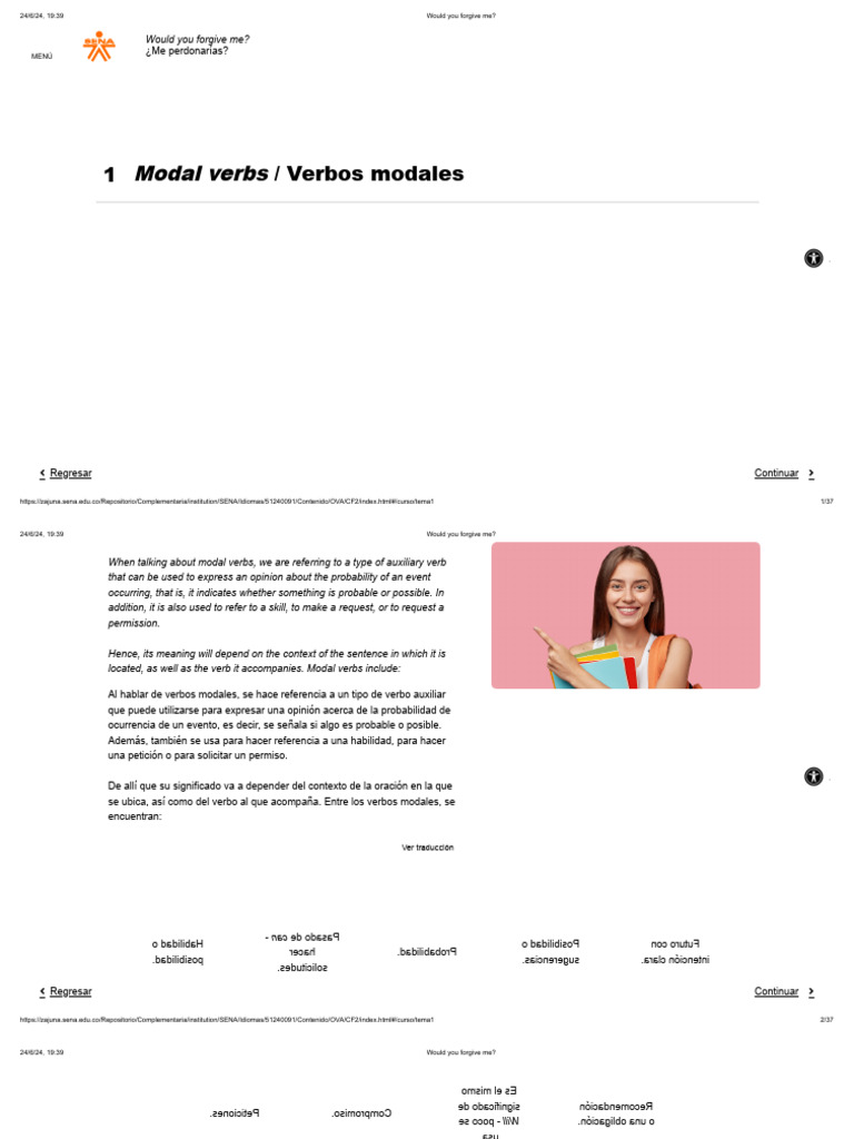 Would You Forgive Me - Verbos Modales | PDF | Morfología Lingüística | Gramática