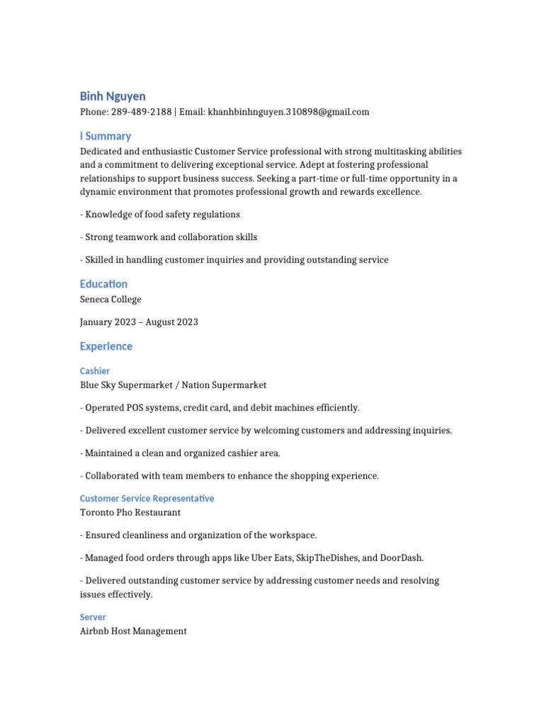 Binh Nguyen L Resume | PDF