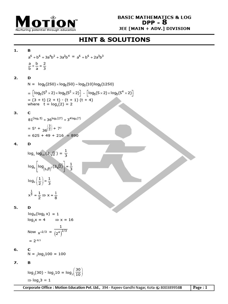 BasicMaths Log DPP-8 (JEE) Solution @GB Sir | PDF | Elementary Mathematics | Mathematics