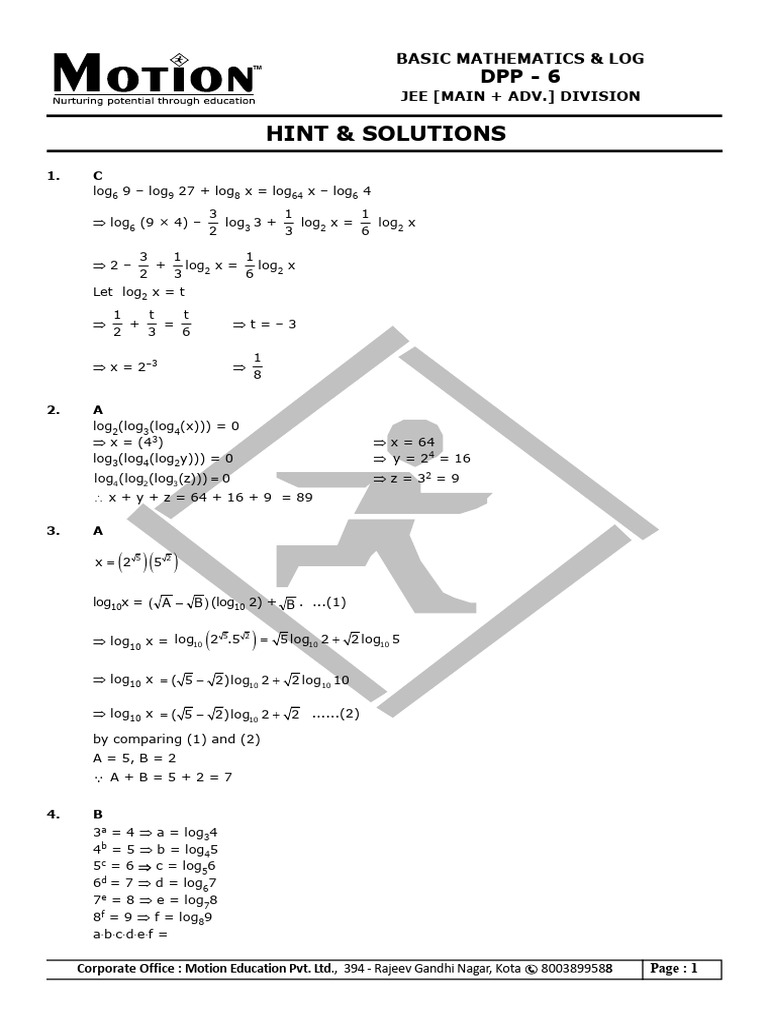 Logarithmic Problems and Solutions | PDF | Arithmetic