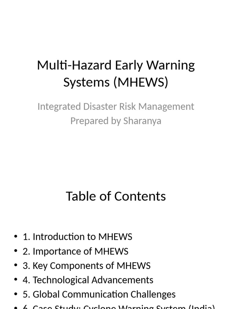 MHEWS Integrated Disaster Risk Management | PDF
