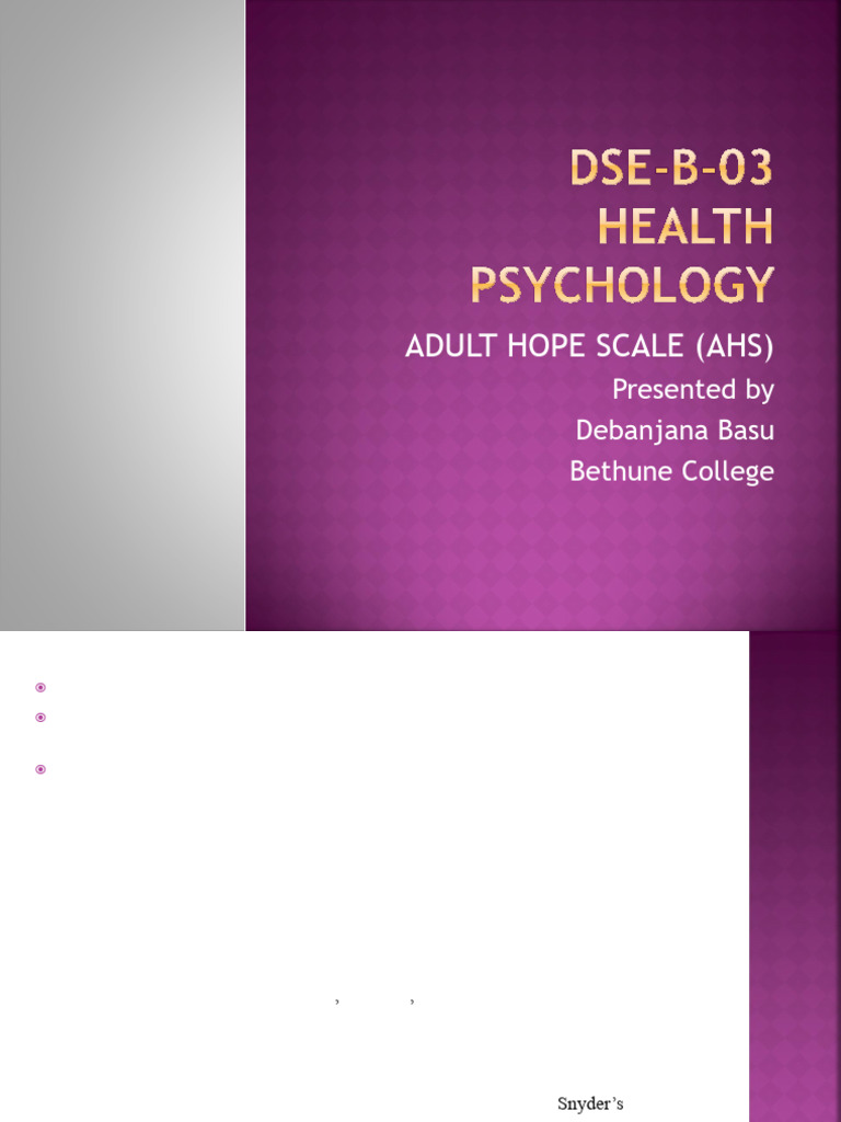 Adult Hope Scale Overview and Scoring | PDF | Hope | Goal