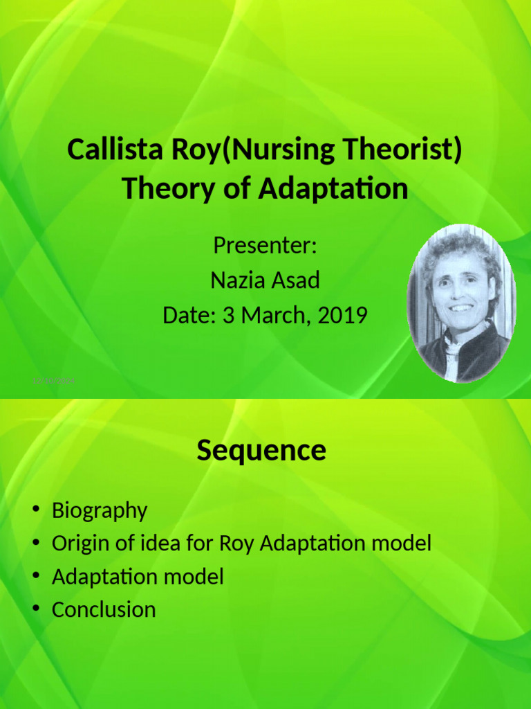 Callista Roy Nursing Theorist Theory of Adaptation | PDF