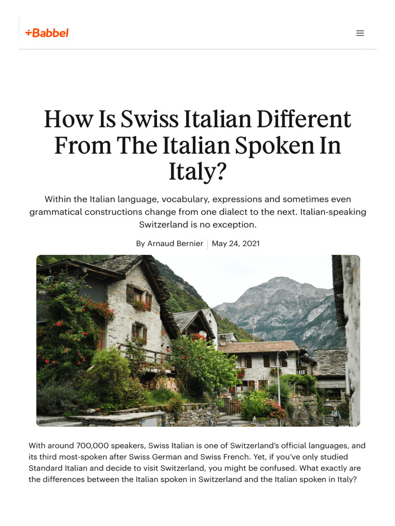 How Is Swiss Italian Different From The Italian Spoken in Italy | PDF ...