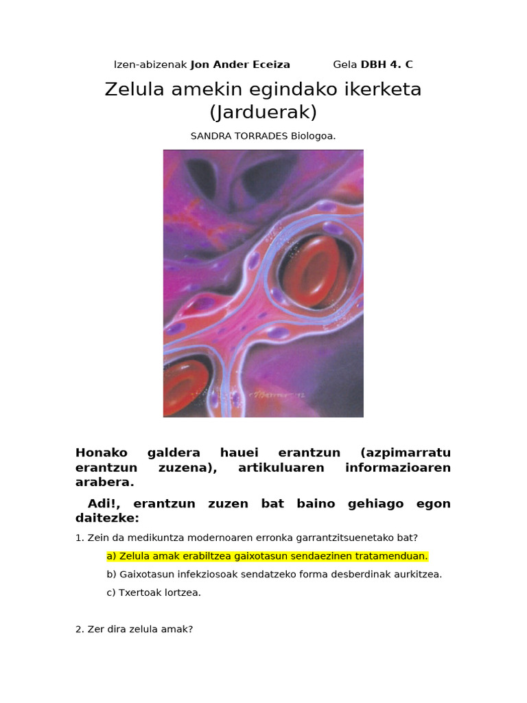 Ariketak. Zelula Amekin Egindako Ikerketa (Recuperado Automáticamente) | PDF