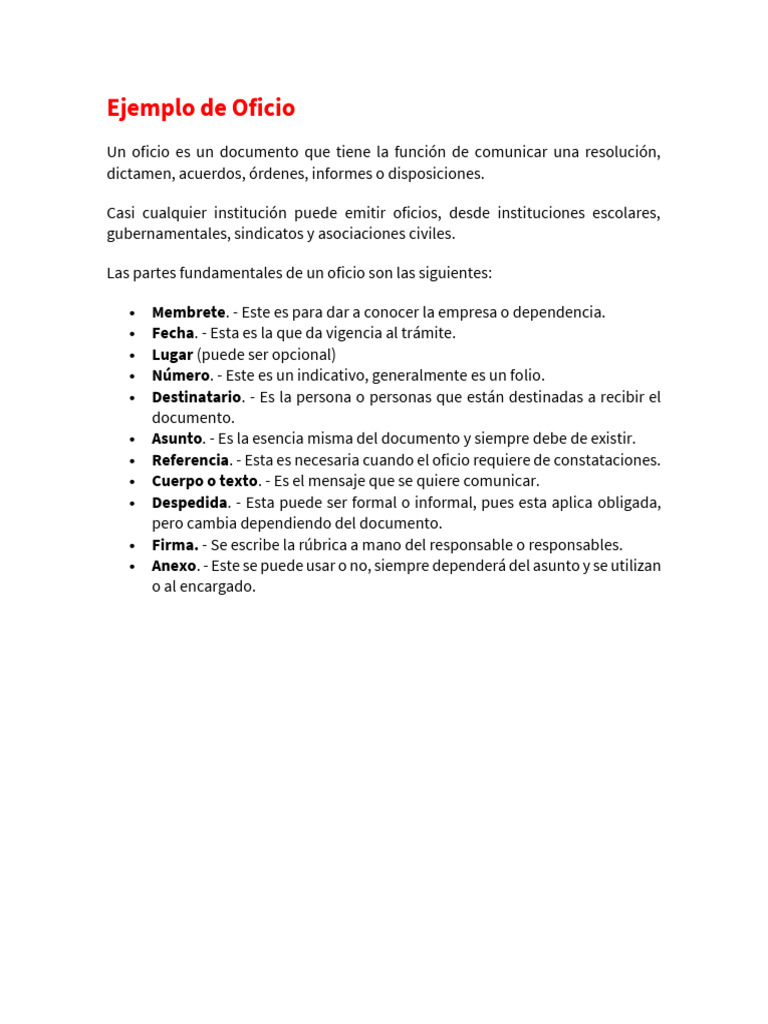 Ejemplo de Oficio | PDF