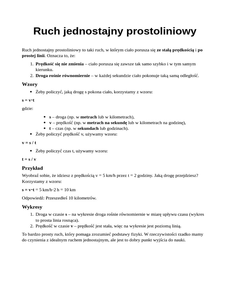 Ruch Jednostajny Prostoliniowy | PDF