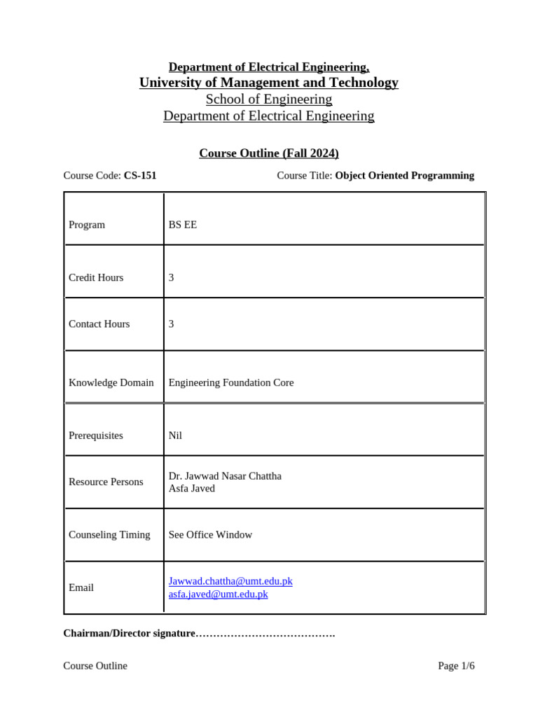 Cs151 Course Outline Fall 2024 Pdf Class Computer Programming Method Computer