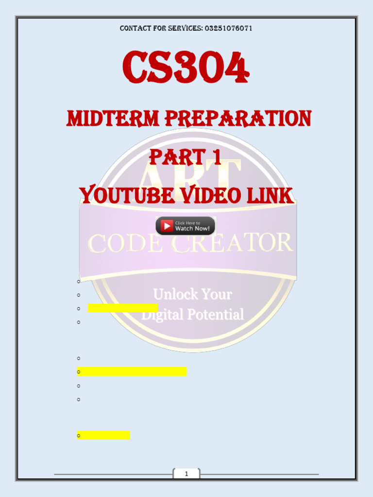 Cs304 Mid Term Preparation By Mr.ART | PDF | Inheritance (Object Oriented Programming) | Class ...