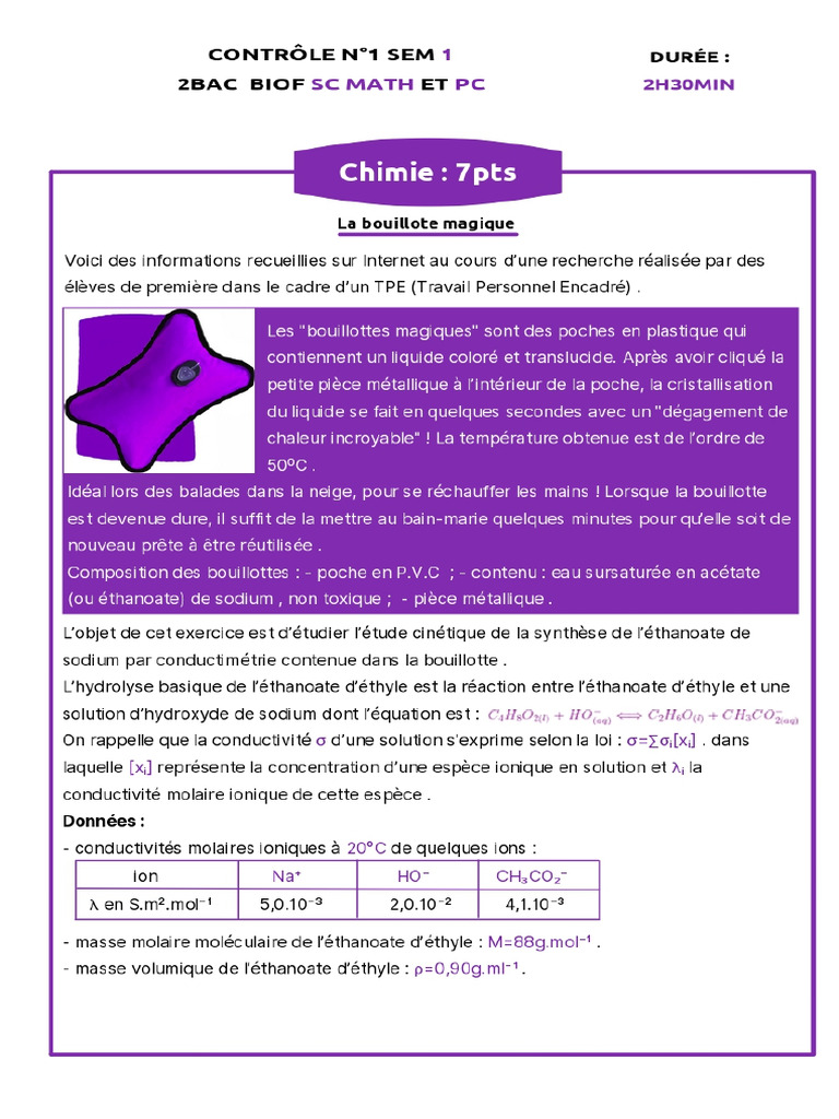 Devoir de Préparation SM Et PC Sous Domaine Ondes Et Cinétique | PDF