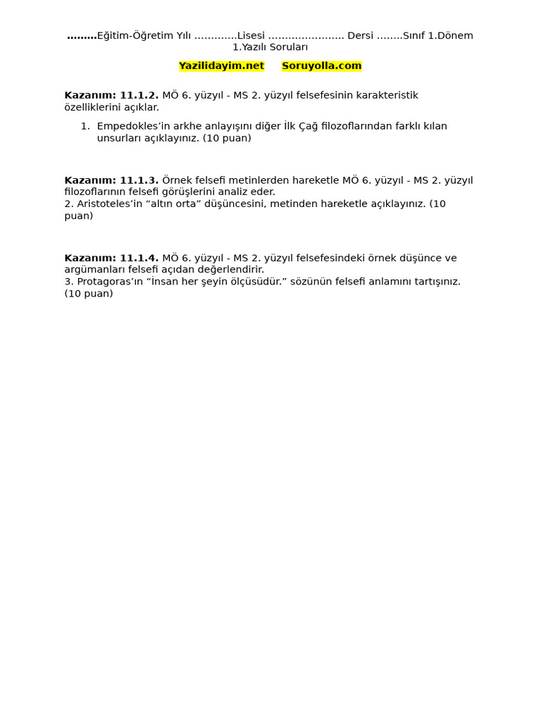 11 Felsefe 2 | PDF