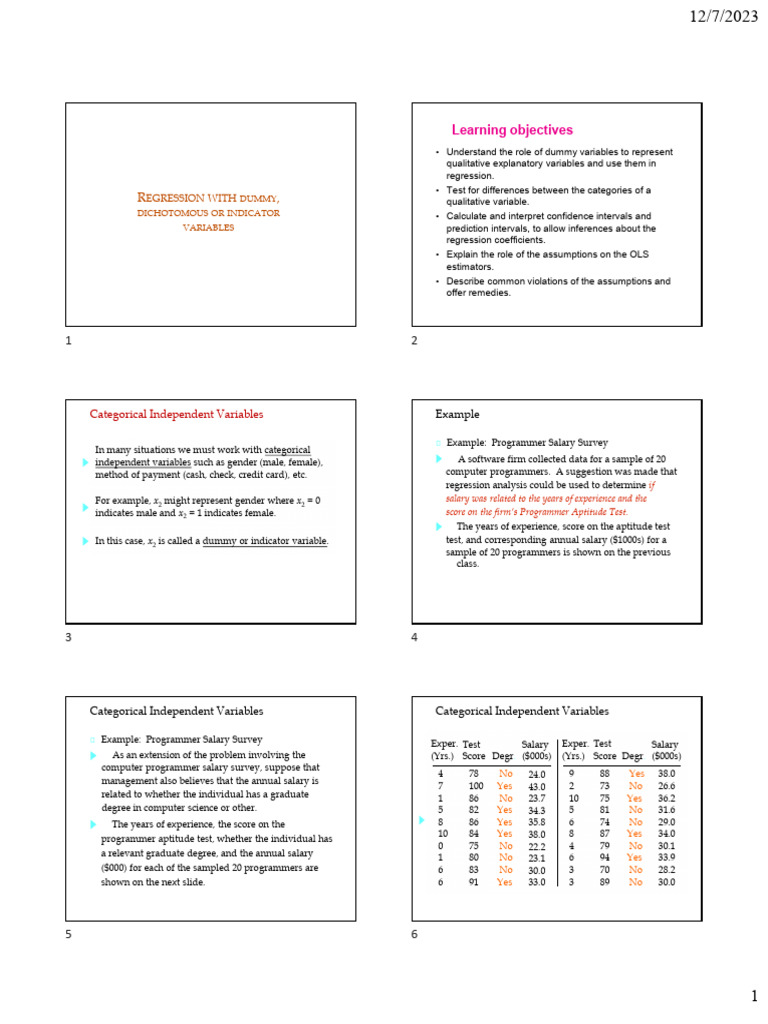 Dummy Variable Regression | PDF | Multicollinearity | Errors And Residuals