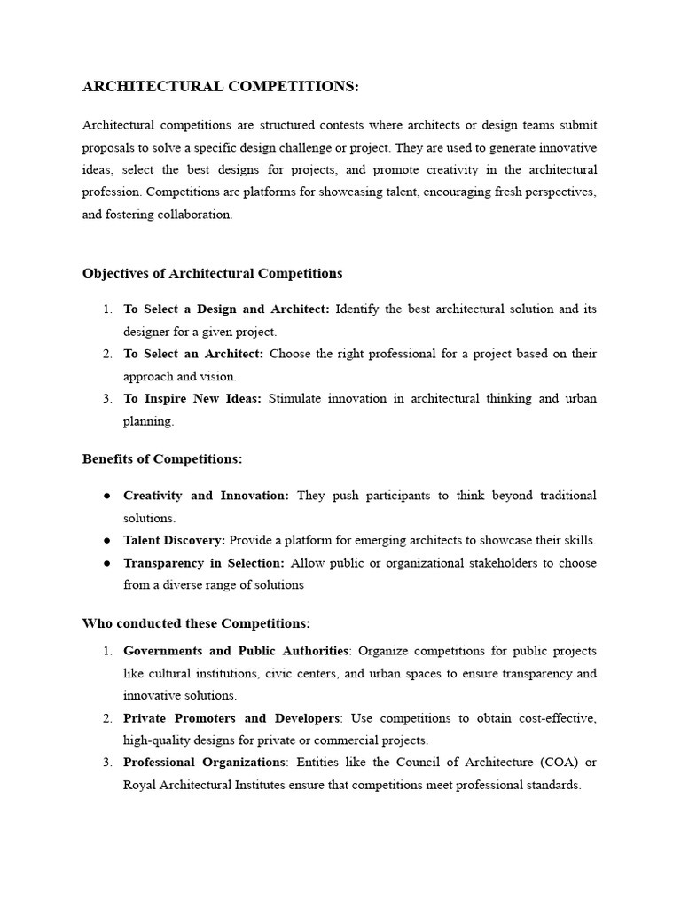 Architectural Competitions | PDF | Architect | Creativity