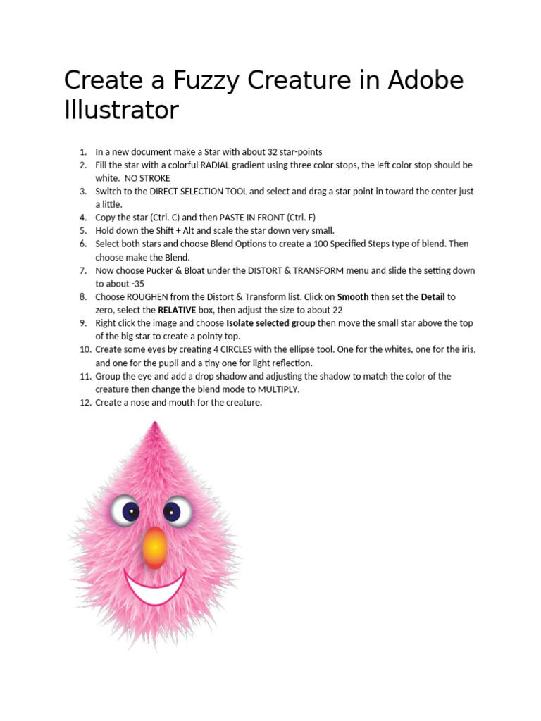 Create Fuzzy Creature in Illustrator | PDF