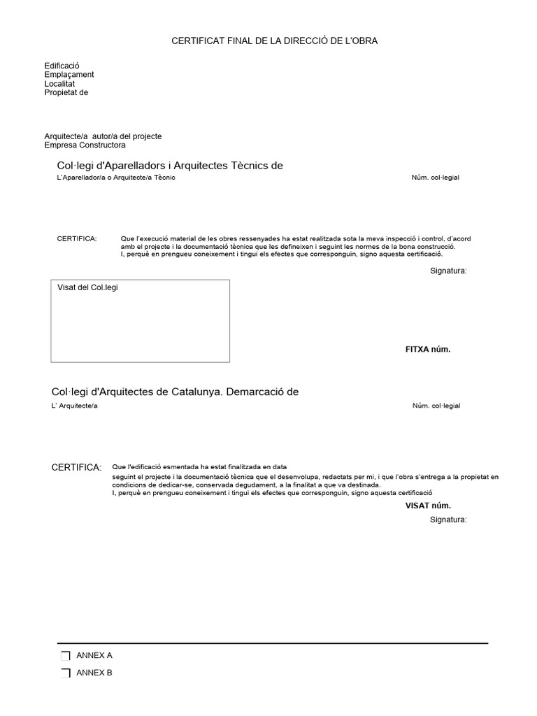Certificat Final Obra | PDF