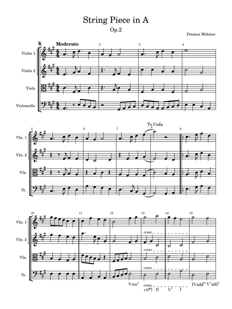 String Piece in A - Preston Webster | PDF | Continuous Pitch ...