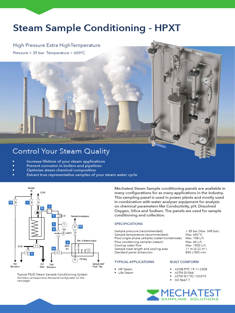 Mechatest Steam Sample Conditioning - HPXT | PDF | Valve | Gas Technologies