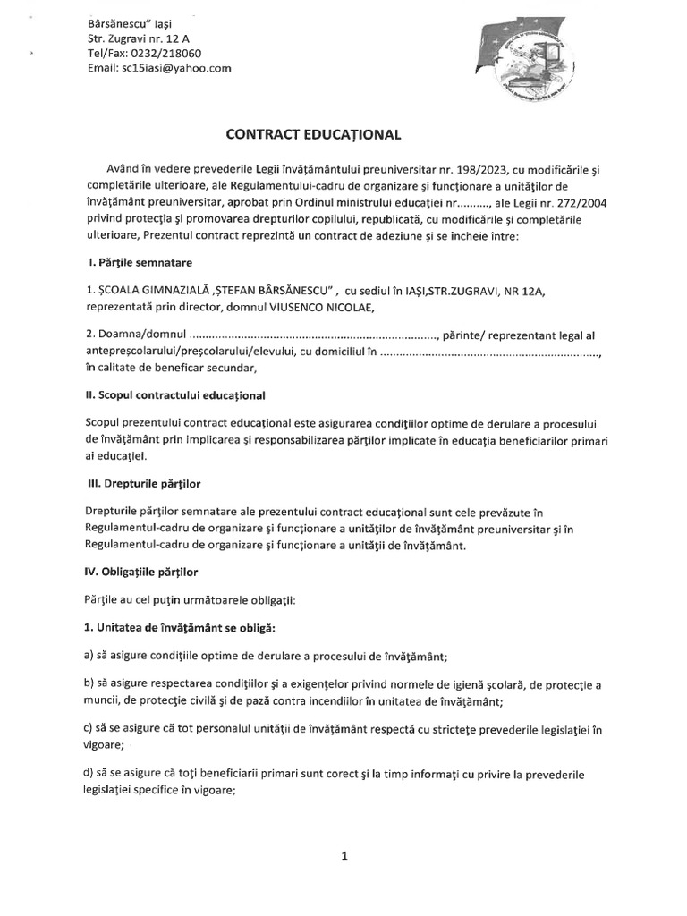 Contract educațional 2024-2025_241009_190402 | PDF