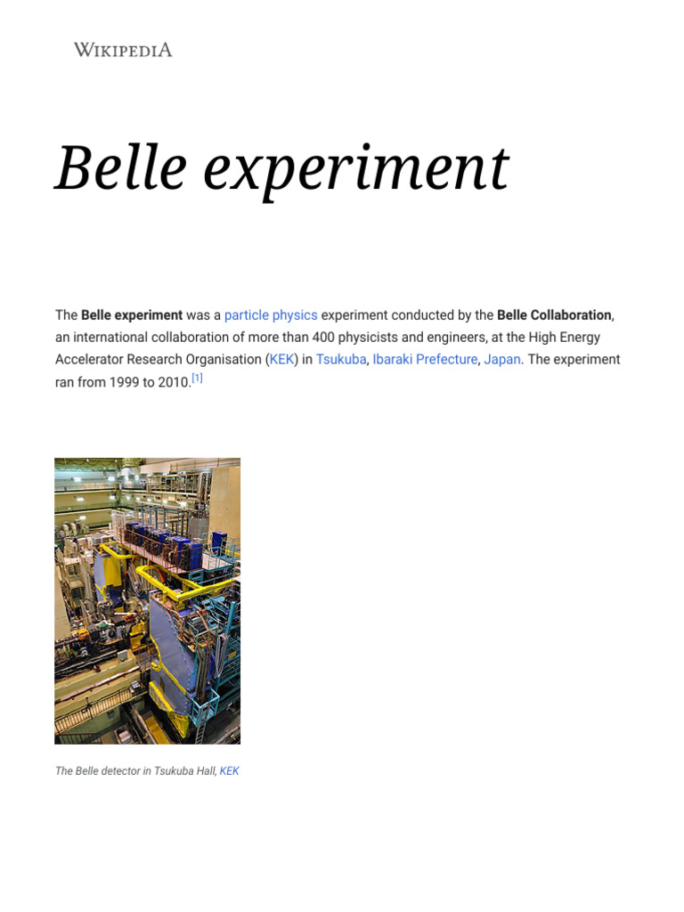 Belle Experiment - Wikipedia | PDF | Subatomic Particles | Quantum Field Theory