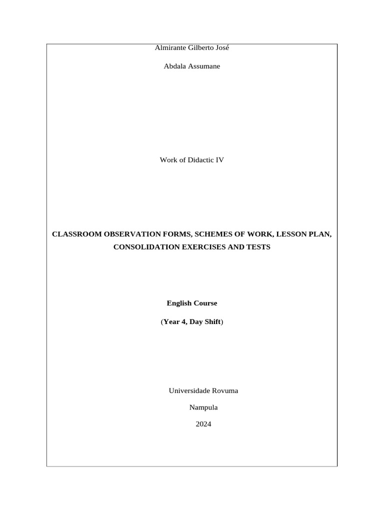 Classroom Observation Form631 | PDF | Educational Assessment | Reading ...