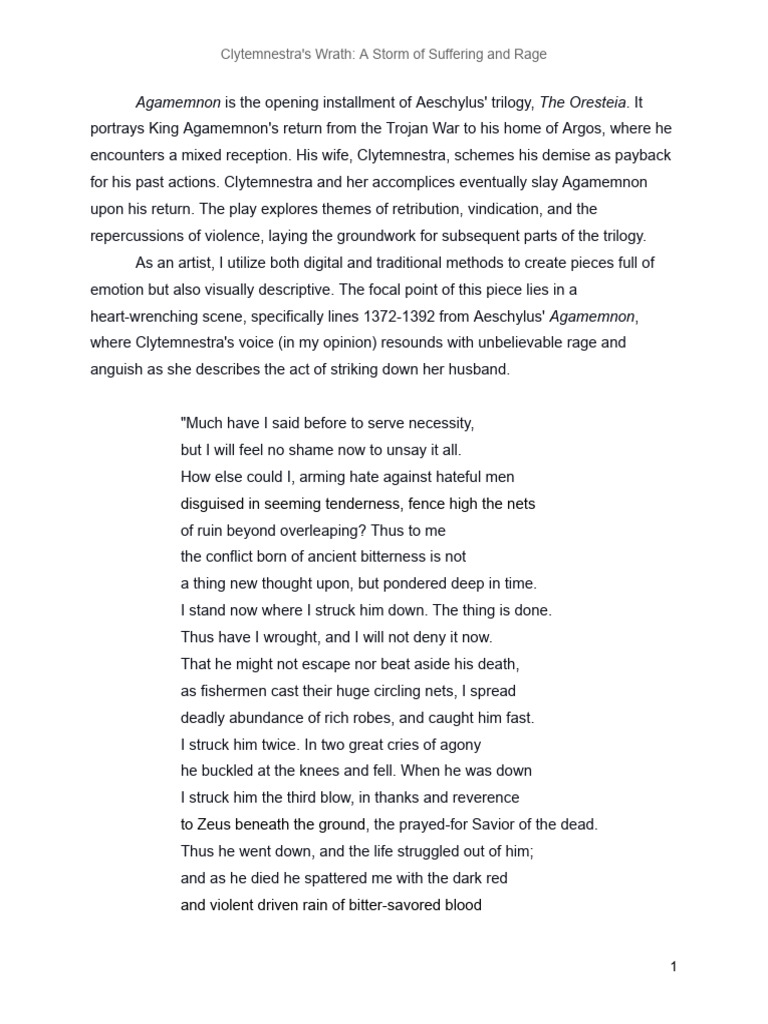 Agamemnon Response | PDF | Oresteia | Clytemnestra