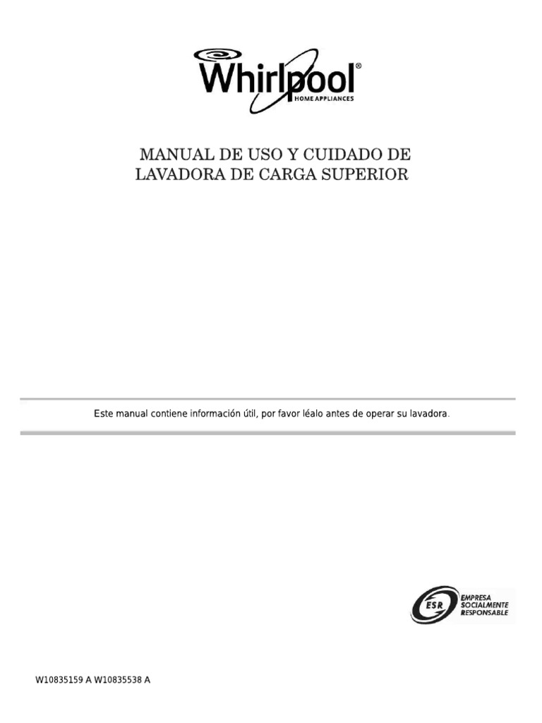 manual lavadora whirlpool | PDF