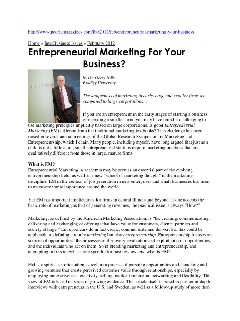 Entrepreneurial Marketing Insights for Startups | PDF ...