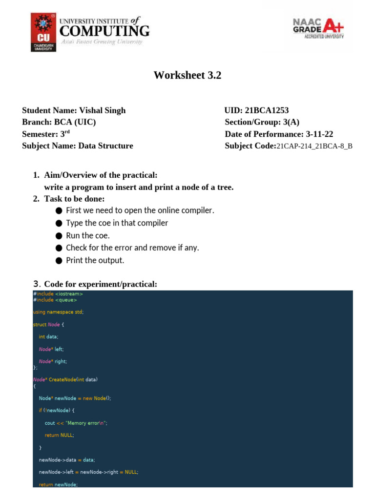 Vishal Singh 21bca1253 Dsa Ws 32 Pdf Software Development Algorithms And Data Structures