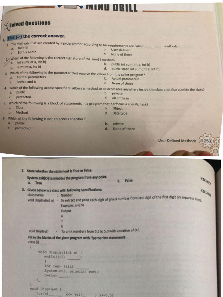 User defined Method chp class 10 icse java | PDF User defined Method chp class 10 icse java | PDF