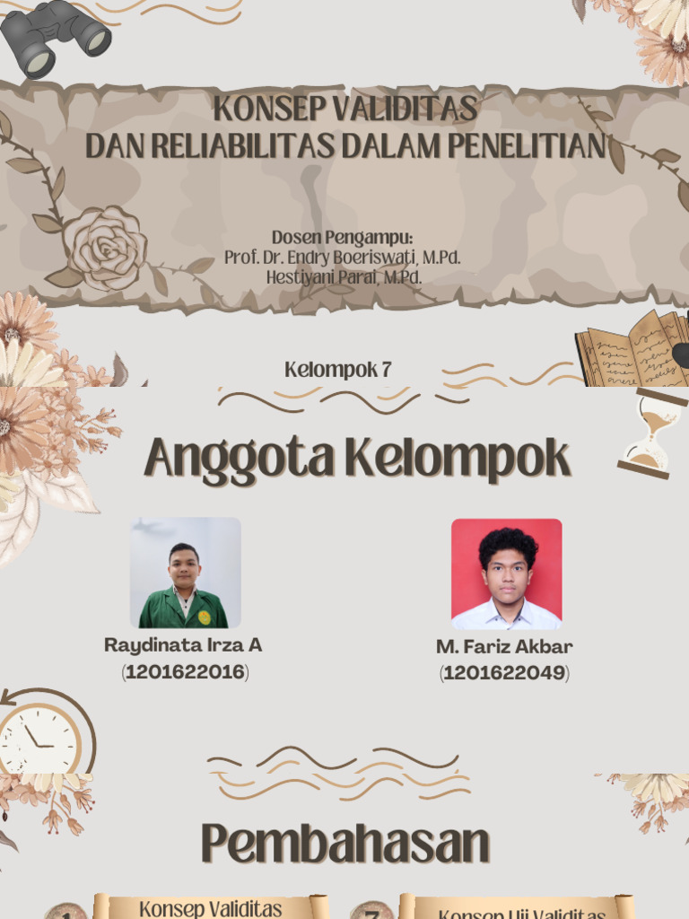 Kelompok 7 - Konsep Validitas Dan Reliabilitas Dalam Penelitian | PDF