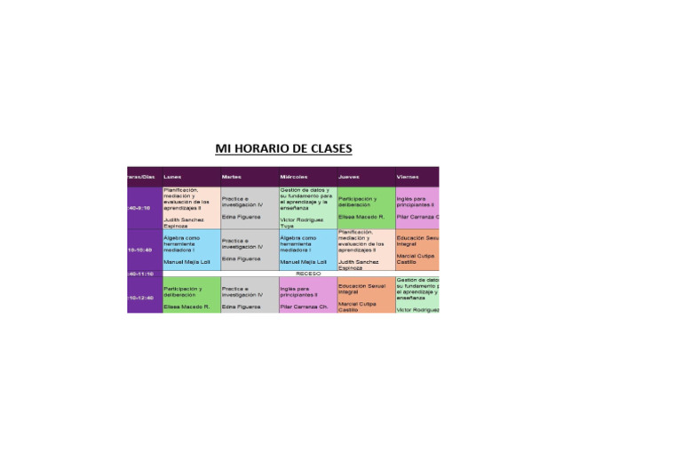 MI HORARIO DE CLASES (2) | PDF
